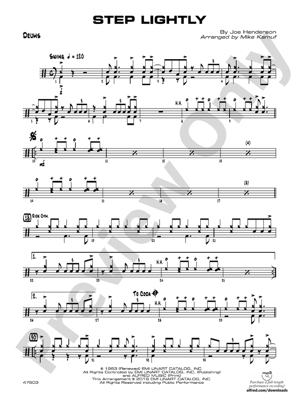 Step Lightly: Drums: Drums Part - Digital Sheet Music Download