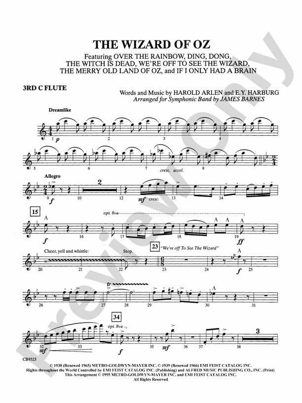 The Wizard of Oz (Medley): 3rd Flute: 3rd Flute Part - Digital Sheet ...