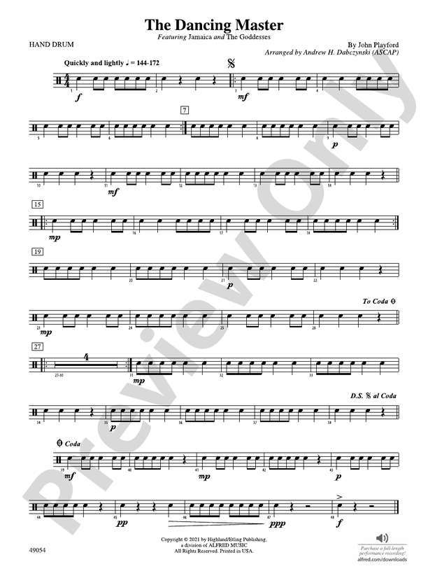 The Dancing Master: 1st Percussion: 1st Percussion Part - Digital Sheet ...