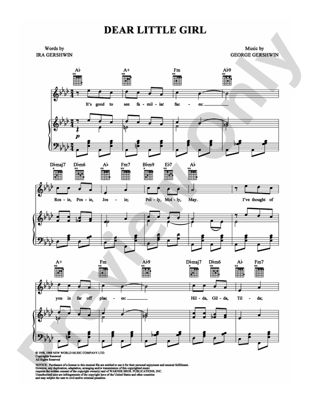 Dear Little Girl: Piano/Vocal/Chords: George Gershwin - Digital Sheet ...