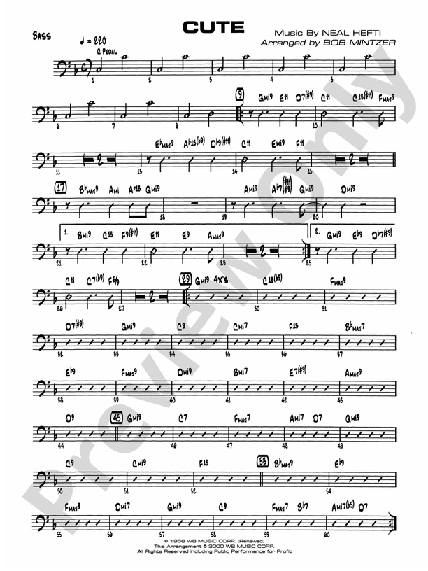 Cute: String Bass: String Bass Part - Digital Sheet Music Download