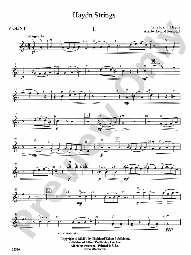 Haydn Strings: 1st Violin: 1st Violin Part - Digital Sheet Music Download