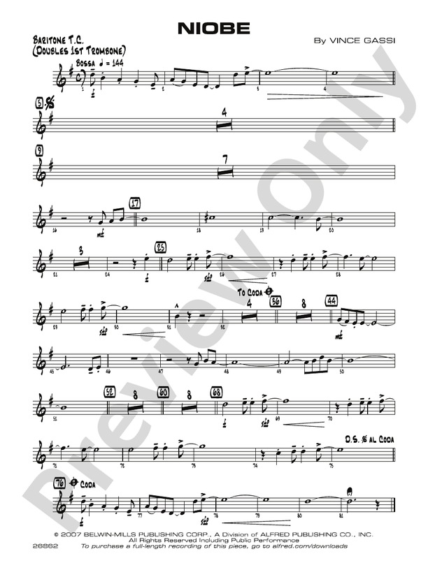 Niobe: Baritone T.C.: Baritone T.C. Part - Digital Sheet Music Download