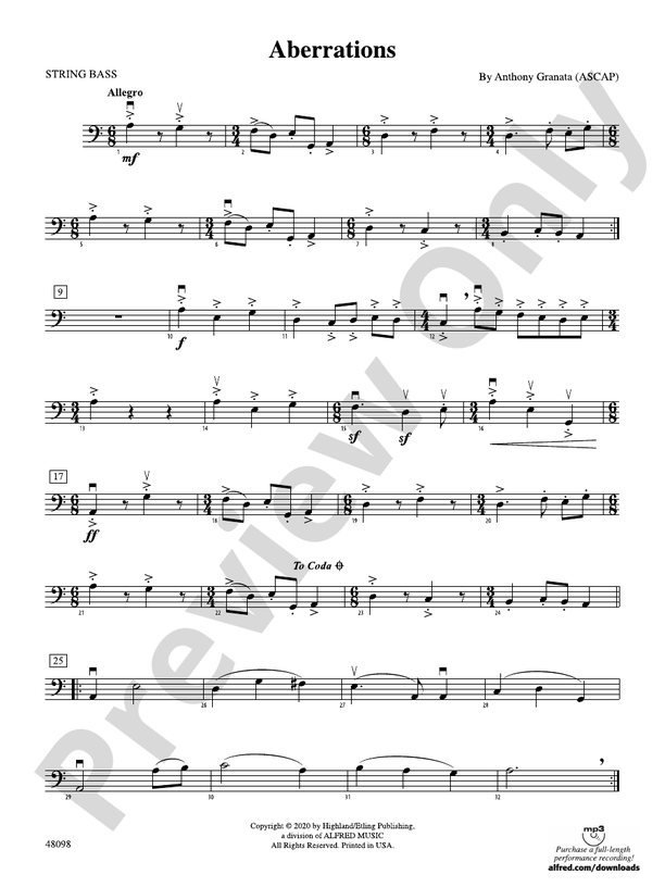 Aberrations: String Bass: String Bass Part - Digital Sheet Music Download