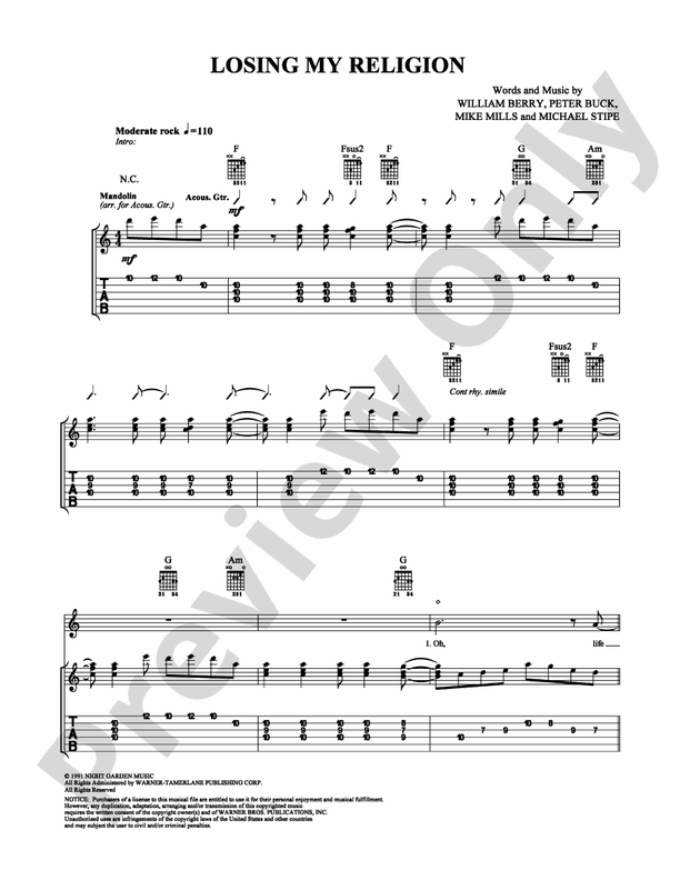 Losing My Religion: Guitar TAB: R.E.M. - Digital Sheet Music Download