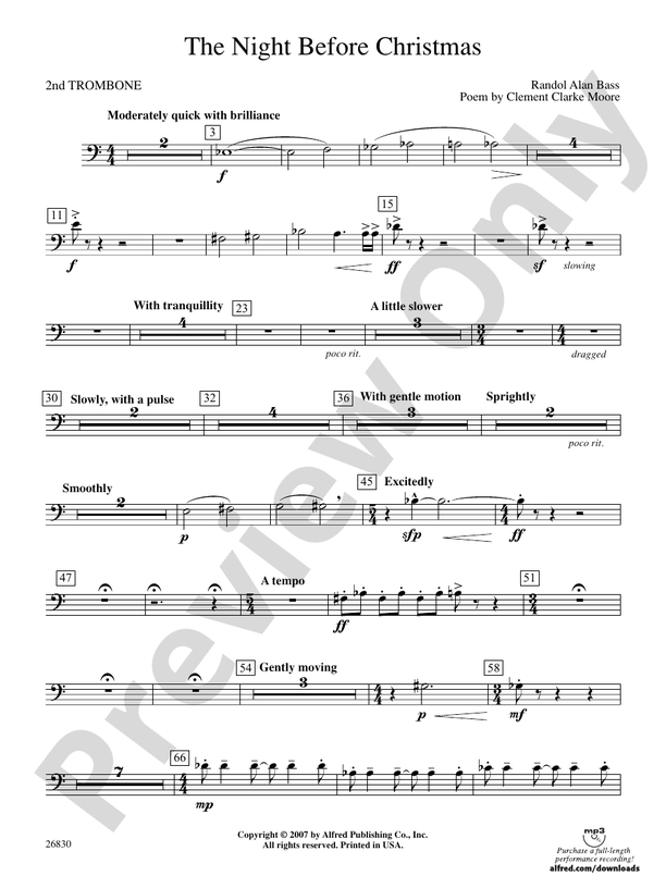 The Night Before Christmas: 2nd Trombone: 2nd Trombone Part - Digital Sheet Music Download