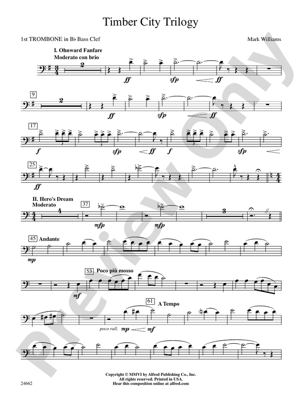 Timber City Trilogy: (wp) 1st B-flat Trombone B.C.: (wp) 1st B-flat ...