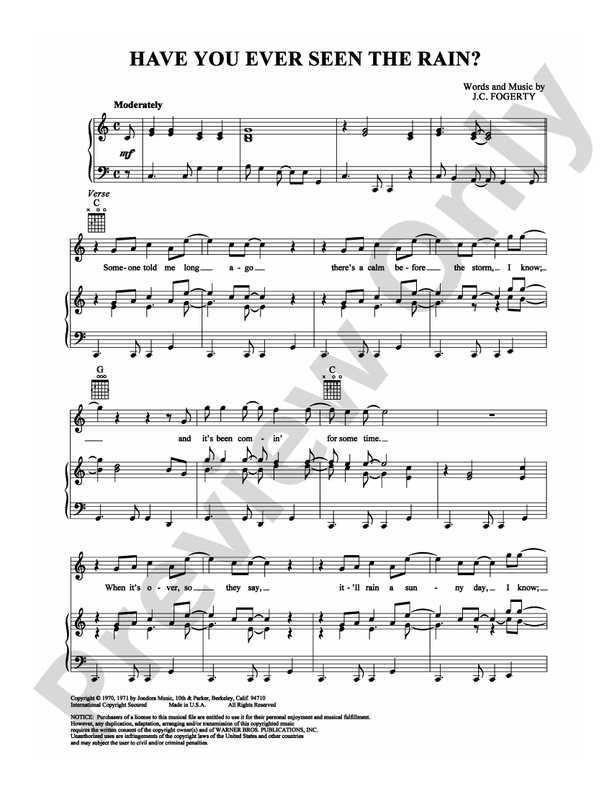 Have You Ever Seen the Rain?: Piano/Vocal/Chords: Creedence Clearwater Revival - Digital Sheet ...