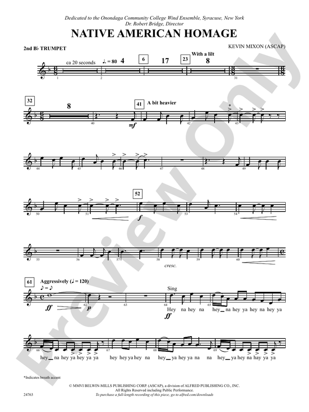 Native American Homage: 2nd B-flat Trumpet: 2nd B-flat Trumpet Part - Digital Sheet Music Download