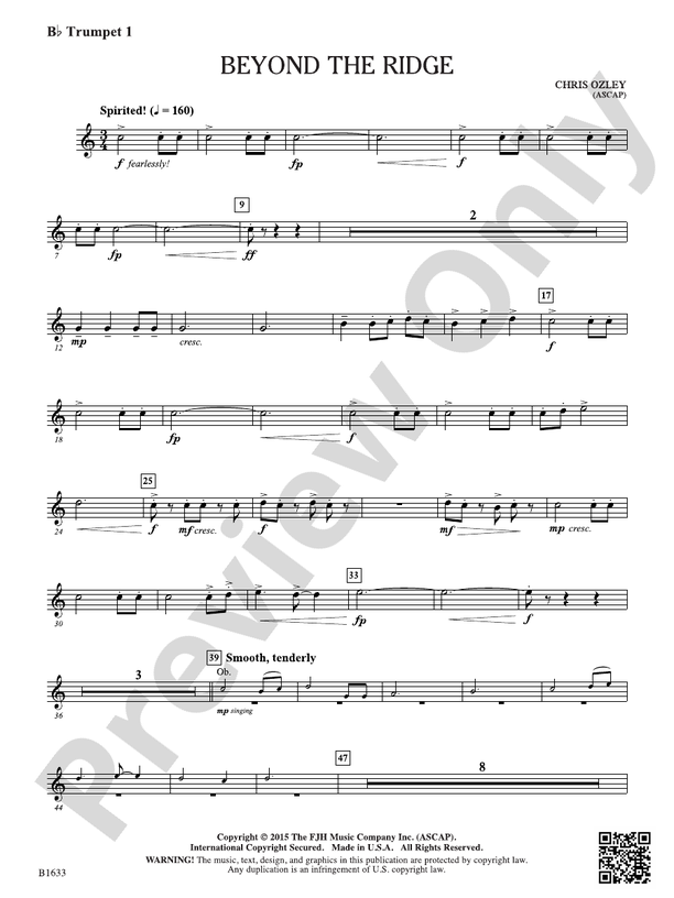 Beyond the Ridge: B-flat Trumpet 1: B-flat Trumpet 1 Part: Chris Ozley - Digital Sheet Music ...