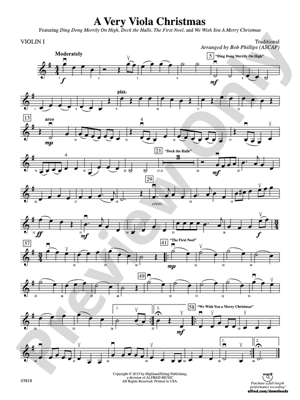 A Very Viola Christmas: 1st Violin: 1st Violin Part - Digital Sheet ...