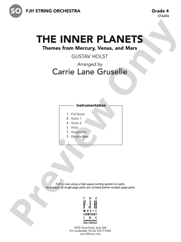 The Inner Planets (Themes from Mercury, Venus and Mars): Score: String ...