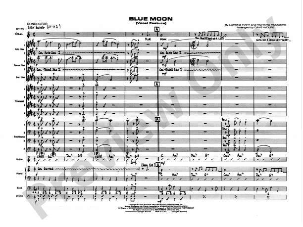 Blue Moon: Score: Vocal Jazz Score - Digital Sheet Music Download