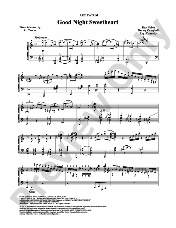 Good Night Sweetheart: Piano: Art Tatum - Digital Sheet Music Download