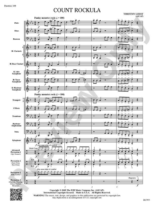 Count Rockula: Concert Band Conductor Score & Parts: Timothy Loest ...