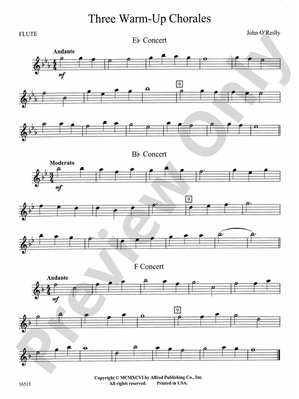Three Warm-Up Chorales: Flute: Flute Part - Digital Sheet Music Download