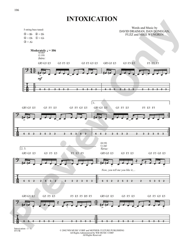 Intoxication: Guitar: Disturbed - Digital Sheet Music Download