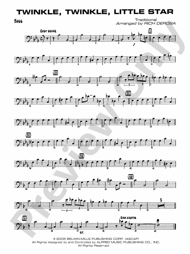 Twinkle, Twinkle Little Star: String Bass: String Bass Part - Digital ...