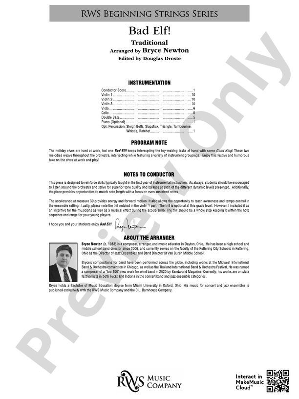 Bad Elf!: Score: String Orchestra Score - Digital Sheet Music Download