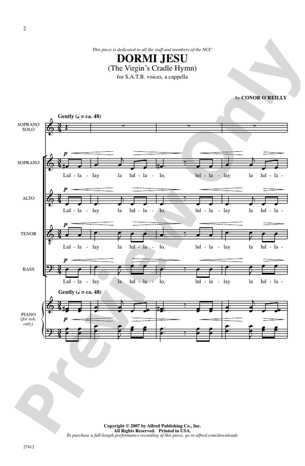 Dormi Jesu: SATB, a cappella Choral Octavo: Conor O’Reilly - Digital ...
