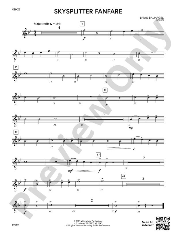 Skysplitter Fanfare: Oboe: Oboe Part - Digital Sheet Music Download