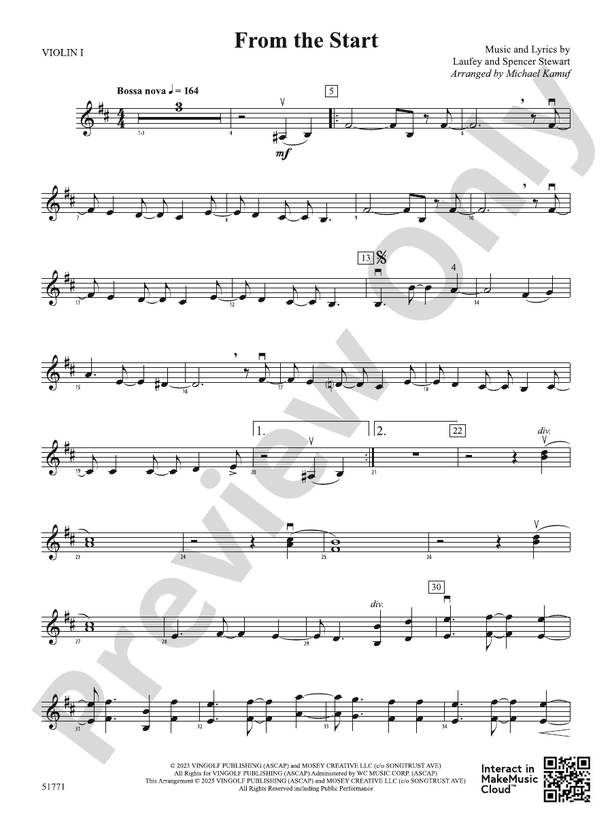 From the Start: 1st Violin: 1st Violin Part - Digital Sheet Music Download