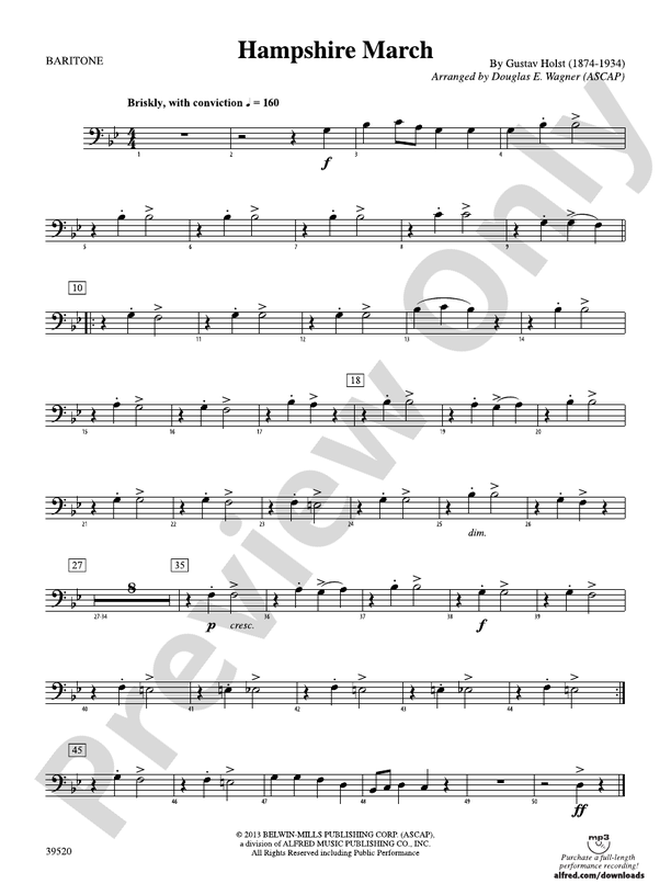 Hampshire March: Baritone B.C.: Baritone B.C. Part - Digital Sheet ...
