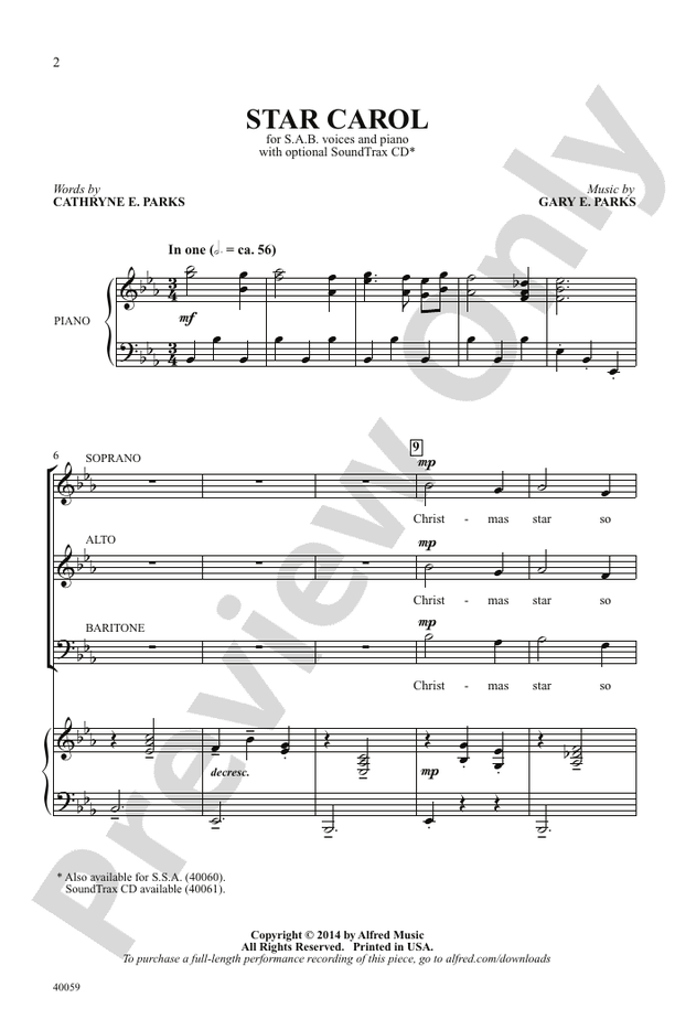 Star Carol: SAB Choral Octavo: Gary E. Parks - Digital Sheet Music Download