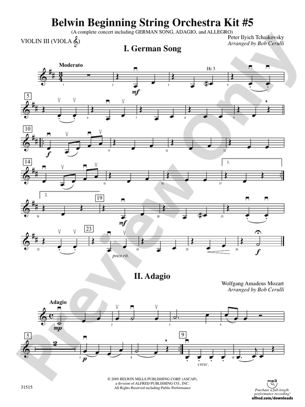 Belwin Beginning String Orchestra Kit #5: 3rd Violin (Viola [TC]): 3rd ...