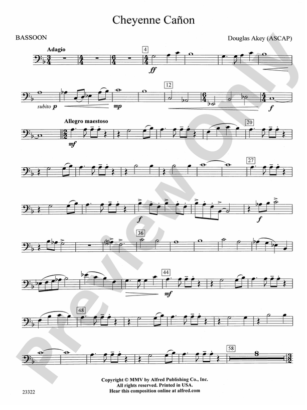Cheyenne Cañon: Bassoon: Bassoon Part - Digital Sheet Music Download