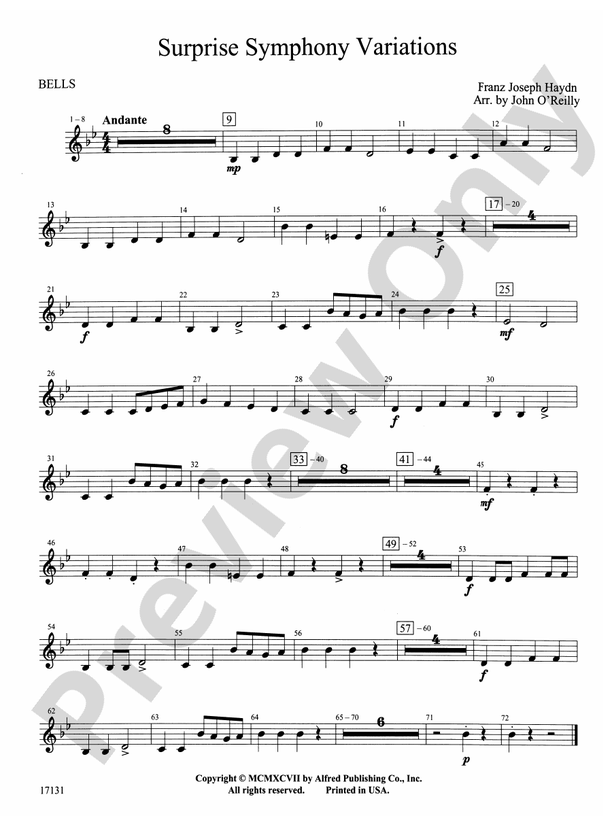 Surprise Symphony Variations: Bells: Bells Part - Digital Sheet Music ...