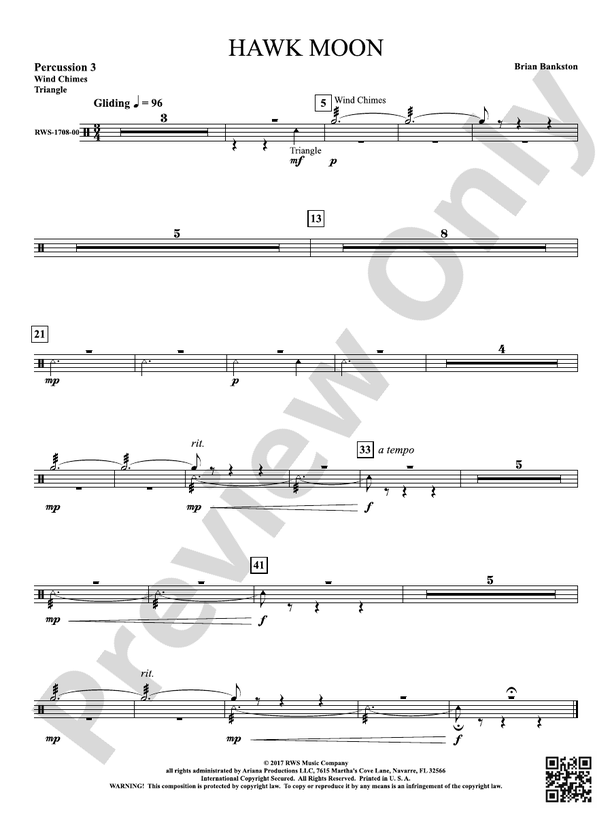 Hawk Moon: 3rd Percussion: 3rd Percussion Part: Brian Bankston - Digital Sheet Music Download