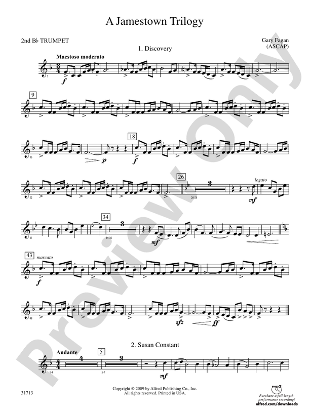 A Jamestown Trilogy: 2nd B-flat Trumpet: 2nd B-flat Trumpet Part - Digital Sheet Music Download