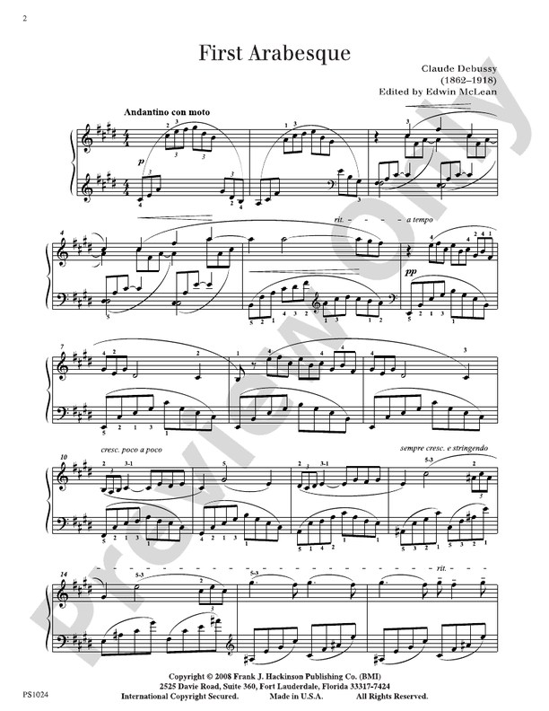 First Arabesque: Piano: Claude Debussy - Digital Sheet Music Download