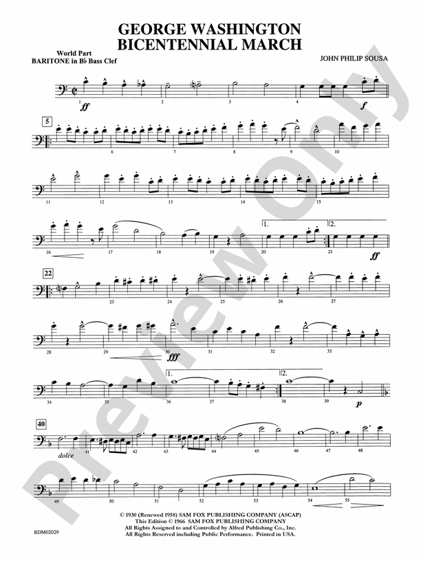 George Washington Bicentennial March: WP B-flat Baritone B.C.: WP B ...