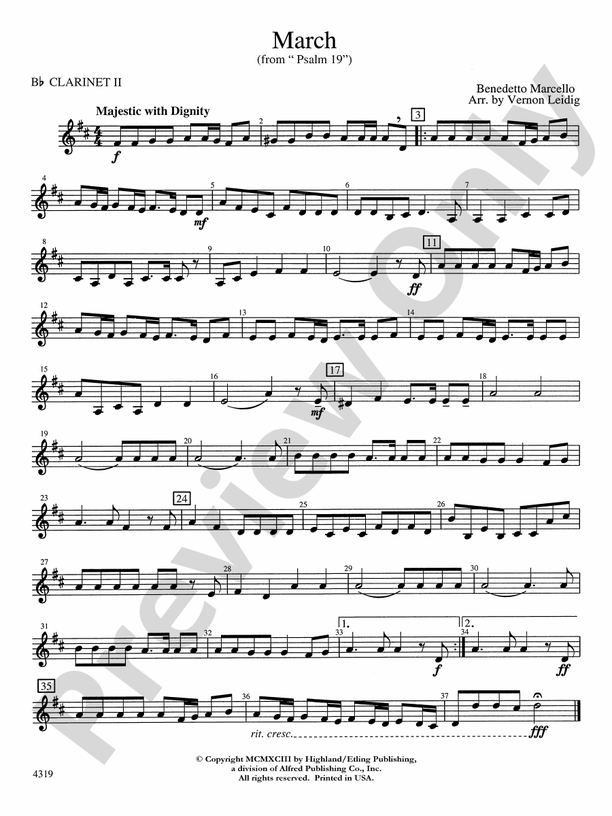 March from "Psalm 19": 2nd B-flat Clarinet: 2nd B-flat Clarinet Part ...