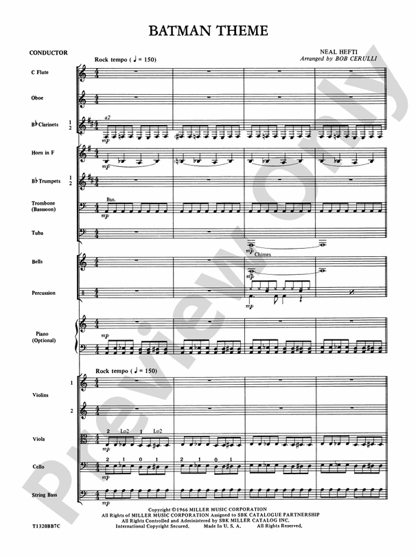 Batman Theme: Score: Full Orchestra Score - Digital Sheet Music Download