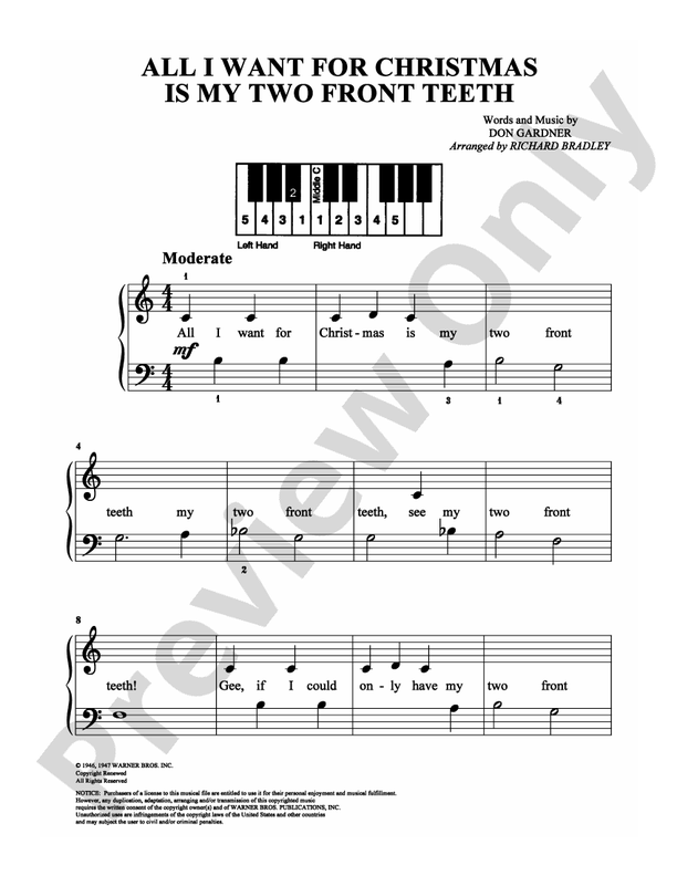 All I Want for Christmas Is My Two Front Teeth: Easy Piano: Don Gardner ...