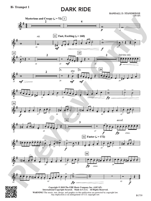 Dark Ride: B-flat Trumpet 1: B-flat Trumpet 1 Part: Randall D ...