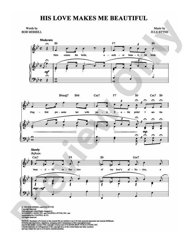 His Love Makes Me Beautiful: Piano/Vocal/Chords: Jule Styne - Digital ...