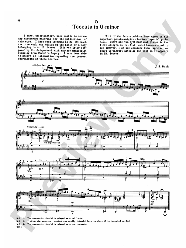 Bach: Seven Toccatas: Toccata in G Minor Part - Digital Sheet Music ...