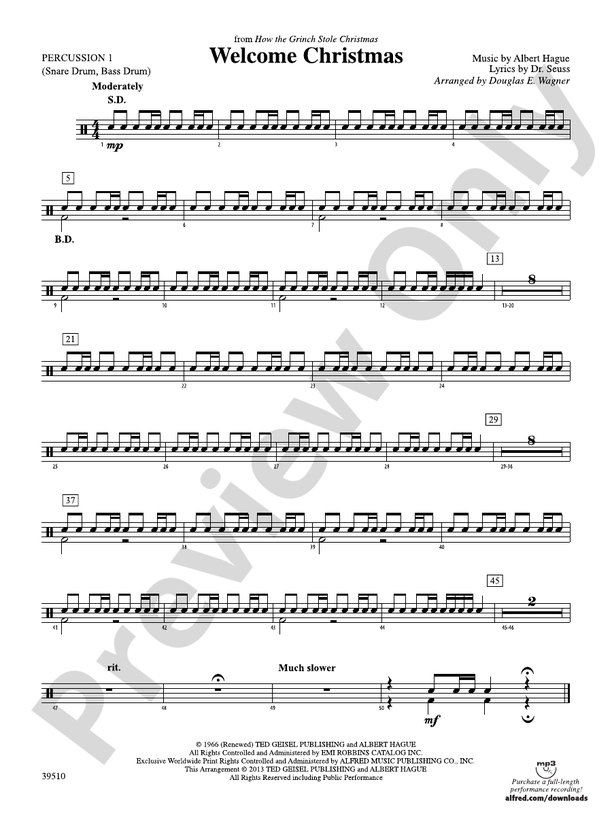 Welcome Christmas (from How the Grinch Stole Christmas): 1st Percussion ...