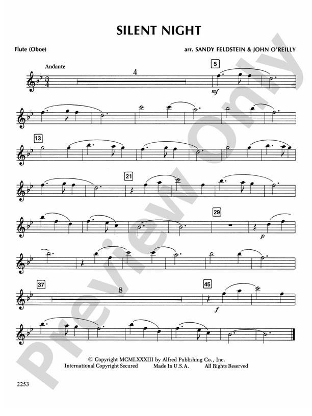 Silent Night: Flute: Flute Part - Digital Sheet Music Download