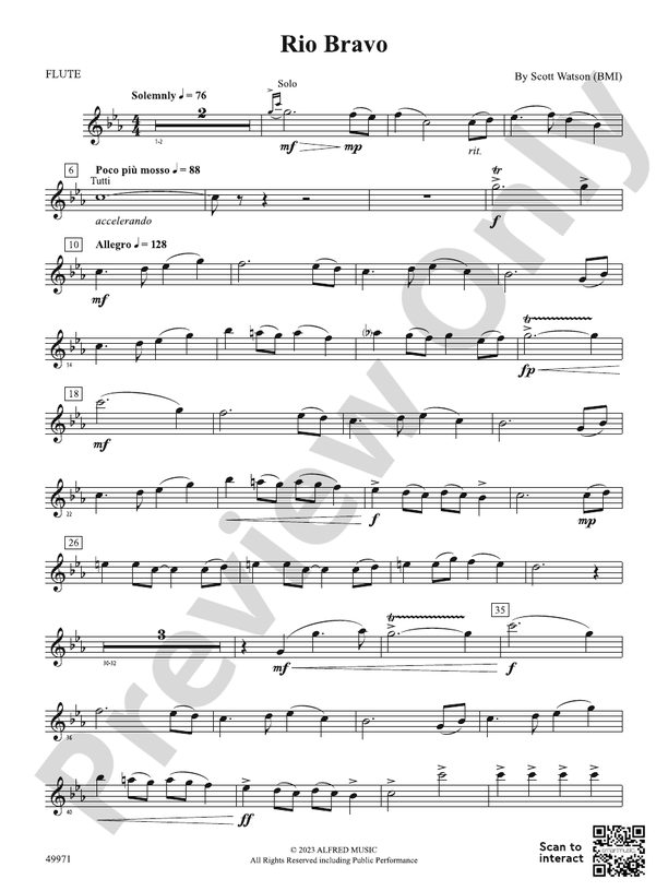 Rio Bravo: Flute: Flute Part - Digital Sheet Music Download