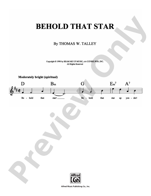 Behold That Star: Lead Sheet: Thomas W. Talley - Digital Sheet Music ...