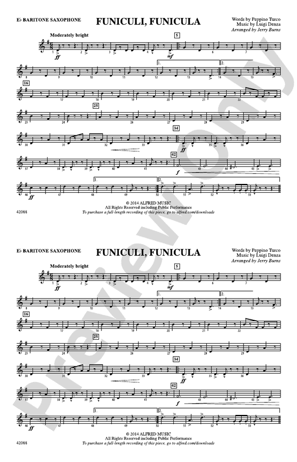 Funiculi, Funicula: E-flat Baritone Saxophone: E-flat Baritone ...