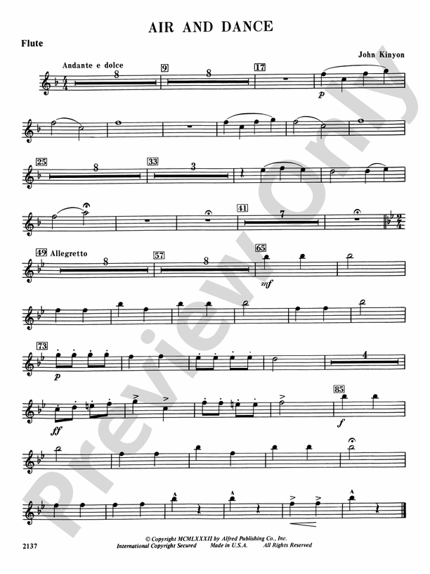 Air and Dance: Flute: Flute Part - Digital Sheet Music Download