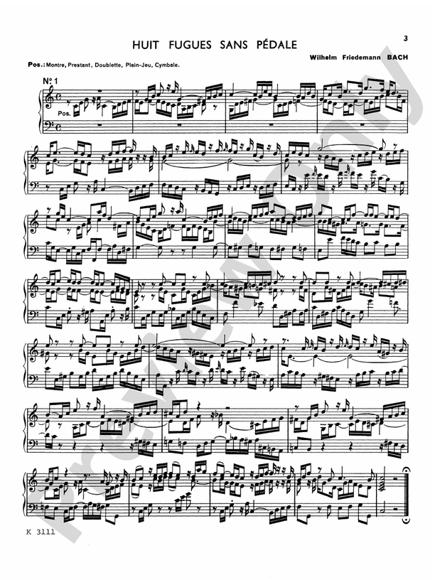 Bach: Eight Fugues without Pedal: Organ Book: Wilhelm Friedemann Bach ...