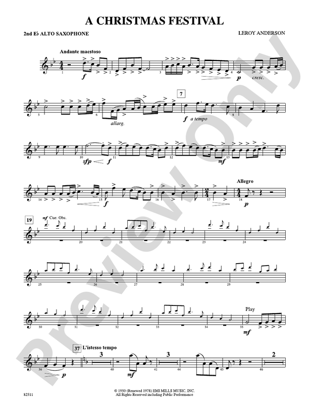 A Christmas Festival: 2nd E-flat Alto Saxophone: 2nd E-flat Alto Saxophone Part - Digital Sheet ...