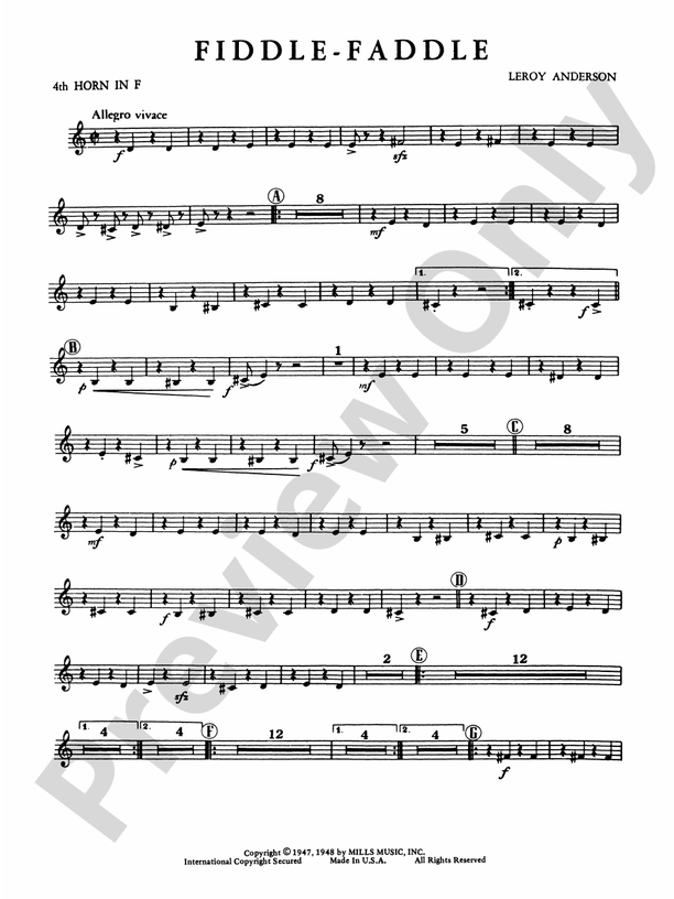 Fiddle-Faddle: 4th F Horn: 4th F Horn Part - Digital Sheet Music Download